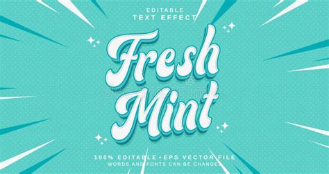 Editable Text Style Effect Fresh Mint Text Style Theme Stock Vector Illustration Of Poster
