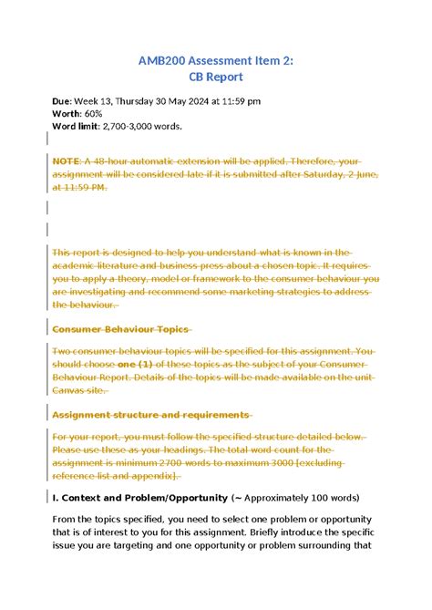 Amb200 Cb Report Task Instructions Revised Amb200 Assessment Item 2 Cb Report Due Week 13 Amb200 Cb Report Task Instructions Revised Amb200 Assessment Item 2 Cb Report Due Week 13