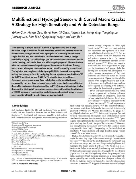 Multifunctional Hydrogel Sensor With Curved Macro Cracks A Strategy