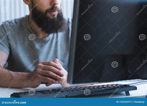 Software Developer Programmer Workplace Code Stock Image Image Of