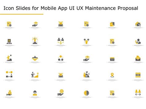 Icon Slides For Mobile App UI UX Maintenance Proposal Ppt Layouts Presentation Graphics