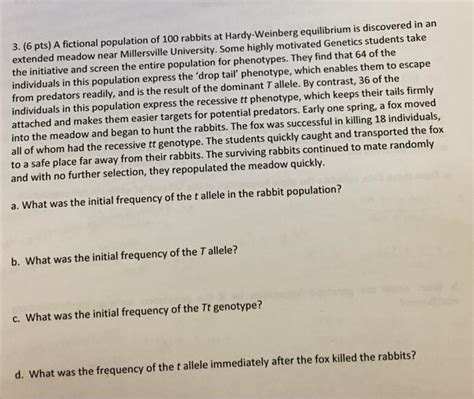 Solved 3 6 Pts A Fictional Population Of 100 Rabbits At Chegg