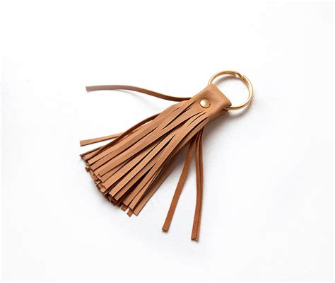 Leather Tassel Keychain Camel Tassel Etsy