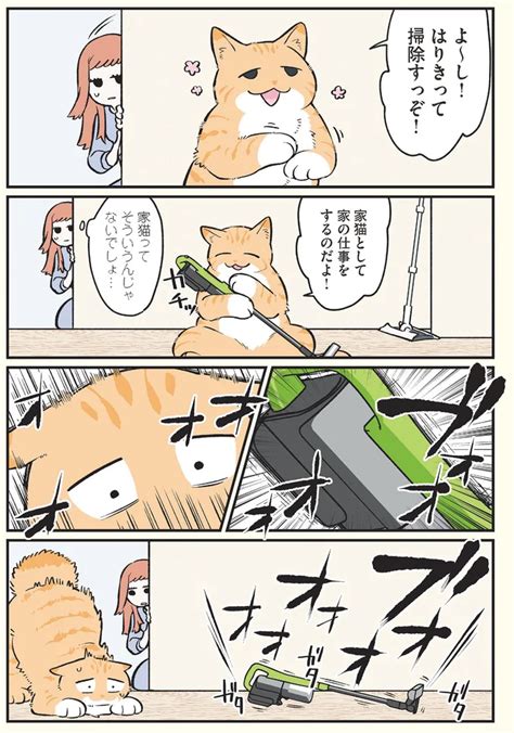 「よ～し！」猫になった父が張り切って掃除機をかけようとしたら／ブラック企業の社員が猫になって人生が変わった話 毎日が発見ネット