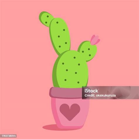 하트 장식이 있는 화분에 낙서 선인장 발렌타인 데이 결혼식 사랑 카드 의류 장식을위한 인쇄 가시에 대한 스톡 벡터 아트 및 기타 이미지 Istock