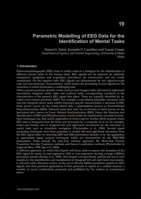 Pdf Parametric Modelling Of Eeg Data For The Identification Of
