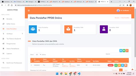 Aplikasi PPDB Penerimaan Peserta Didik Baru SMK Dan SMA With CodeIgniter