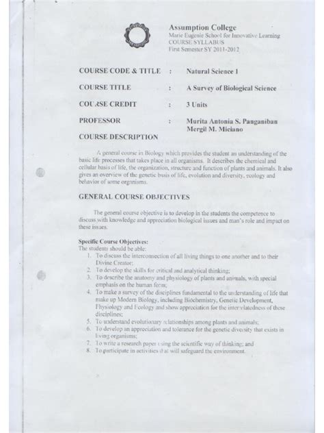 Bio Syllabus Pdf