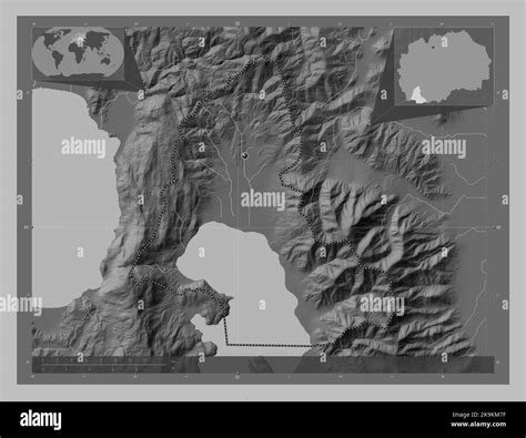 Resen Municipality Of Macedonia Grayscale Elevation Map With Lakes