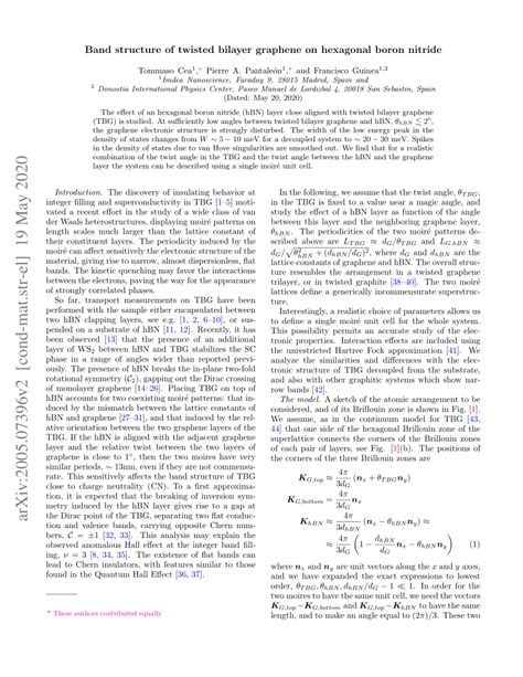 Pdf Band Structure Of Twisted Bilayer Graphene On Hexagonal Boron Nitride