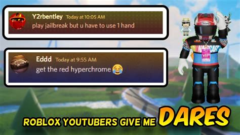I Did YOUTUBER DARES In Jailbreak Roblox Jailbreak YouTube