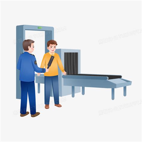 一组手绘插画过安检通道套图合集元素一PNG图片素材下载 手绘PNG 熊猫办公