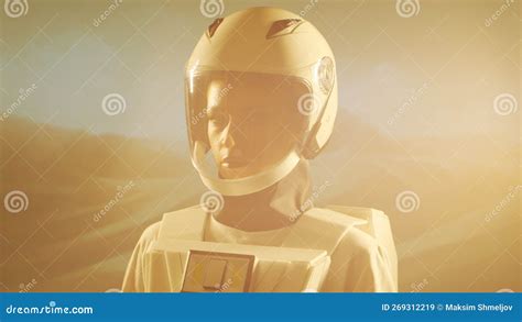 Eine Astronautin In Einem Raumschiff Erforscht Einen Anderen Planeten