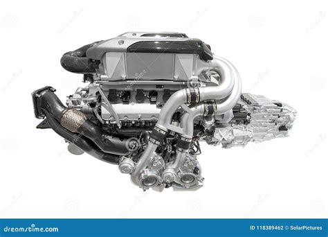 Sports Car Engine Parts On The Table Assembling Of Vehicle Engine Car Engine Parts Assembly