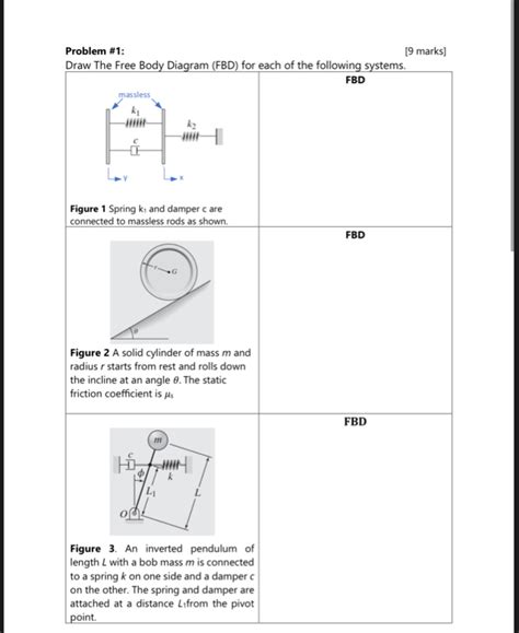 [solved] problem 1 [9 marks] draw the free body diagram