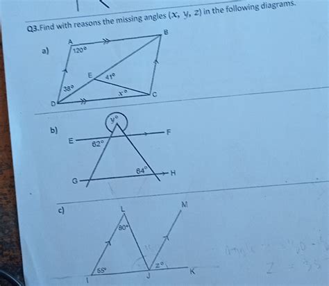 solved q3 f reasons the missing angles x y z in the following