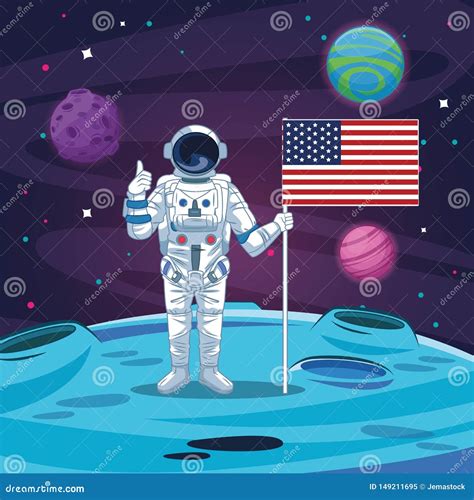 Astronauta Nos Desenhos Animados Da Gal xia Ilustração do Vetor