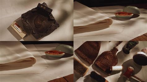 笔墨纸砚拓印工具视频素材下载