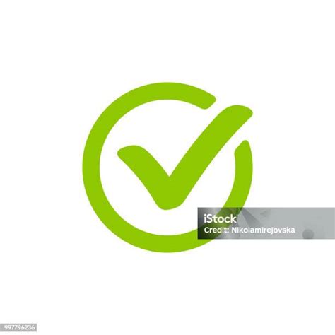 동그라미에서 녹색 확인 표시 아이콘입니다 틱 심볼 흰색 배경에 고립입니다 벡터입니다 아이콘에 대한 스톡 벡터 아트 및 기타