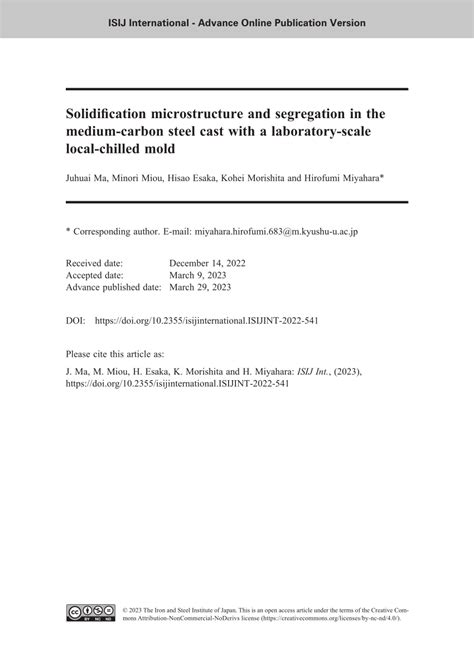 Pdf Solidification Microstructure And Segregation In The Medium