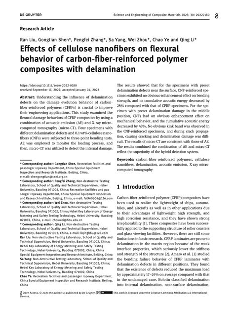 Pdf Effects Of Cellulose Nanofibers On Flexural Behavior Of Carbon