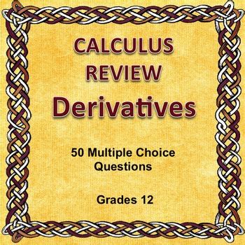 Calculus Review Game Derivatives 50 Multiple Choice Questions Editable
