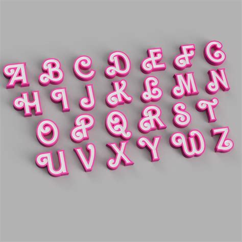 3d File Barbie Font Tc Tinkercad Compatible Create All Words In Led