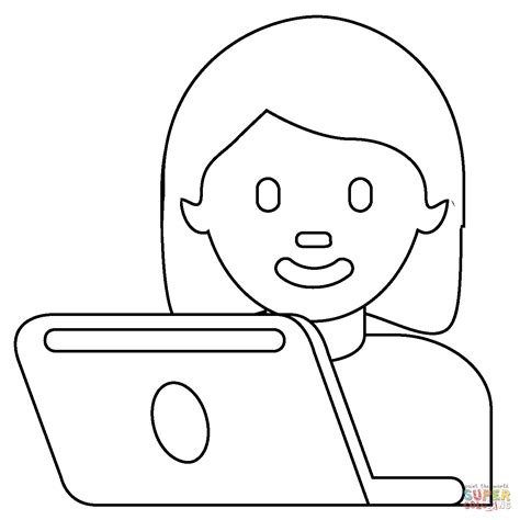 Woman Technologist Emoji Coloring Page Free Printable Coloring Pages