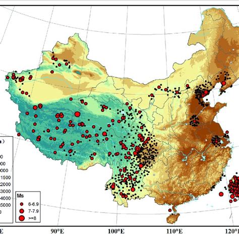 Spatial Distribution Of Strong Earthquakes M S ≥ 60 Red Dots And