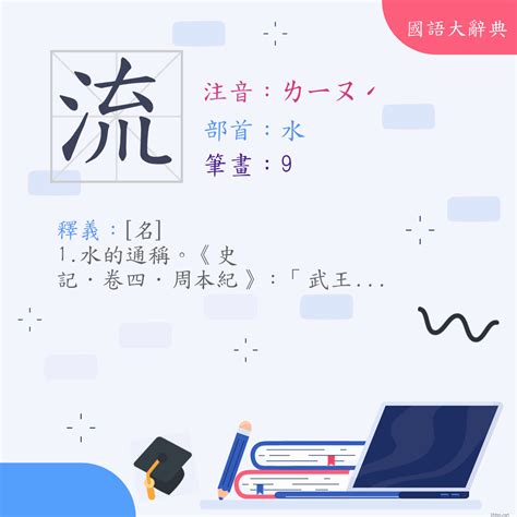 漢字流 注音ㄌㄧㄡˊ部首水 《國語大辭典》📘