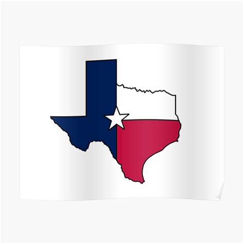 Póster Diseño De La Bandera Del Estado De Texas La Estrella Solitaria