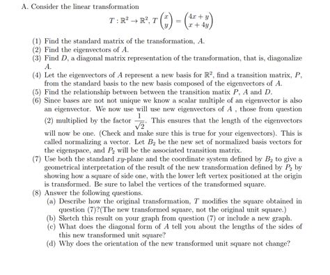 Solved A. Consider the linear transformation | Chegg.com