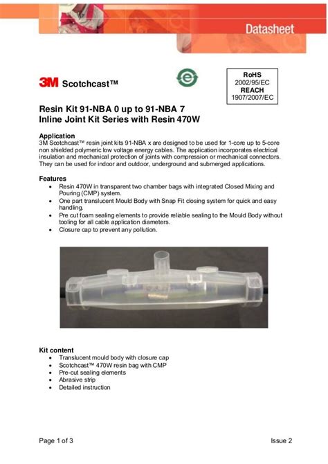 3m 91 Nba3 Scotchcast 470w Resin Jointing Kit For Unarmoured Cables 4…