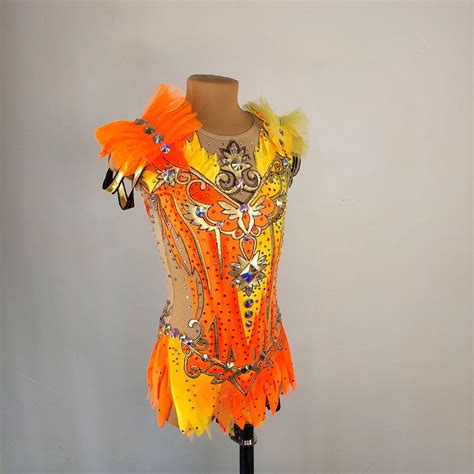Model Rhythmic Gymnastics Leotard Rgl 202303 ”colorful Life” In Orange