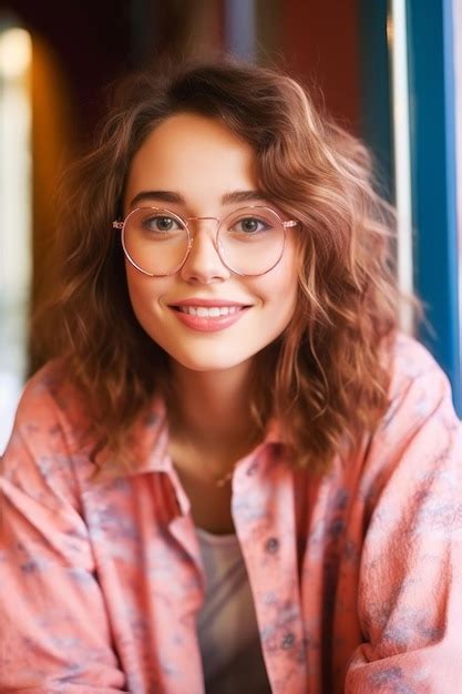 Premium Ai Image Portrait Of A Beautiful Girl With Glasses