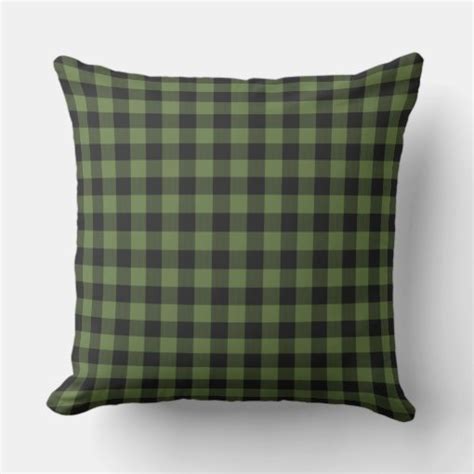 Classic Green Black Buffalo Check Plaid Pattern Outdoor Pillow Zazzle