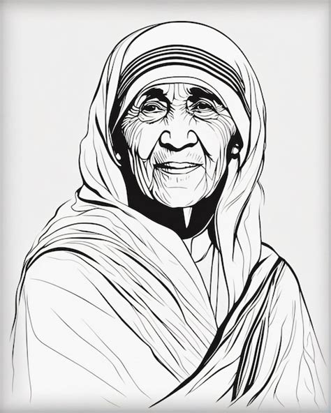 Premium Ai Image Mother Teresa Line Art Illustration