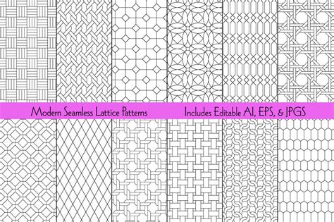 Modern Seamless Lattice Patterns By Melissa Held Designs TheHungryJPEG