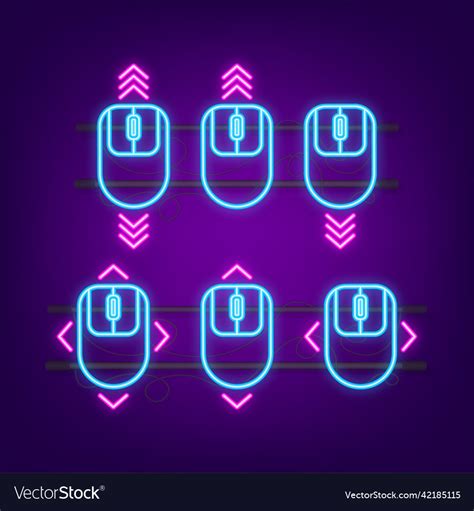Scrolling Mouse Neon Icon Landing Page Computer Vector Image
