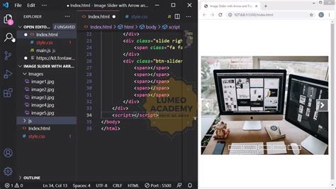 Image Slider With Arrow And Toggle Buttons Using Html Css And Javascript Lumeo Academy Youtube
