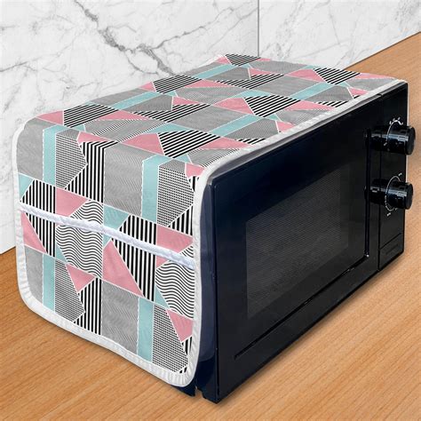 Geometric Microwave Oven Cover Contemporary Themed Illustration In