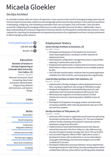 Amazon Devops Architect Resume Examples Resumecat