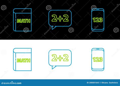 Set Line Mobile Calculator Interface Book With Word Mathematics And