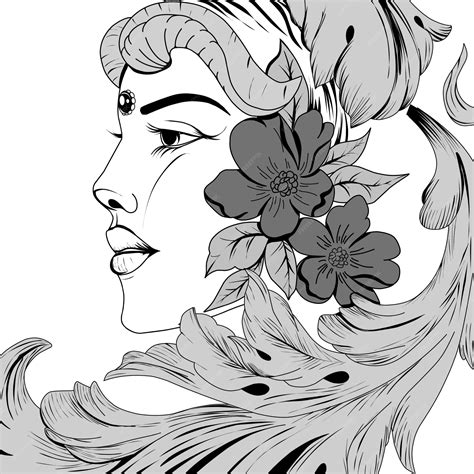 양 여자 그림 프리미엄 벡터