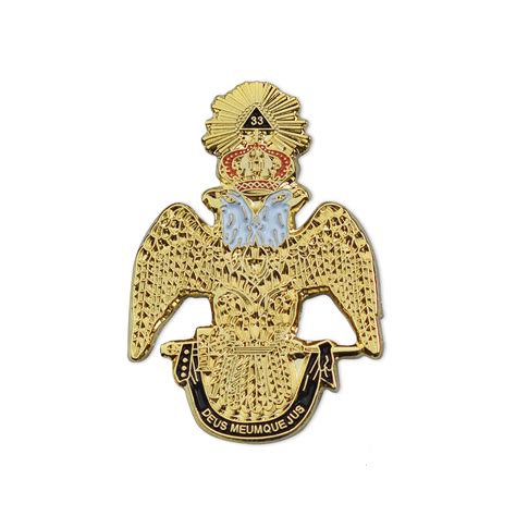 33rd Degree Double Headed Eagle Masonic Lapel Pin Gold
