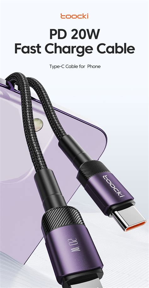 Toocki 2 4A USB 1OS Cable PD 20W Fast Charging Type C To 1OS Charger