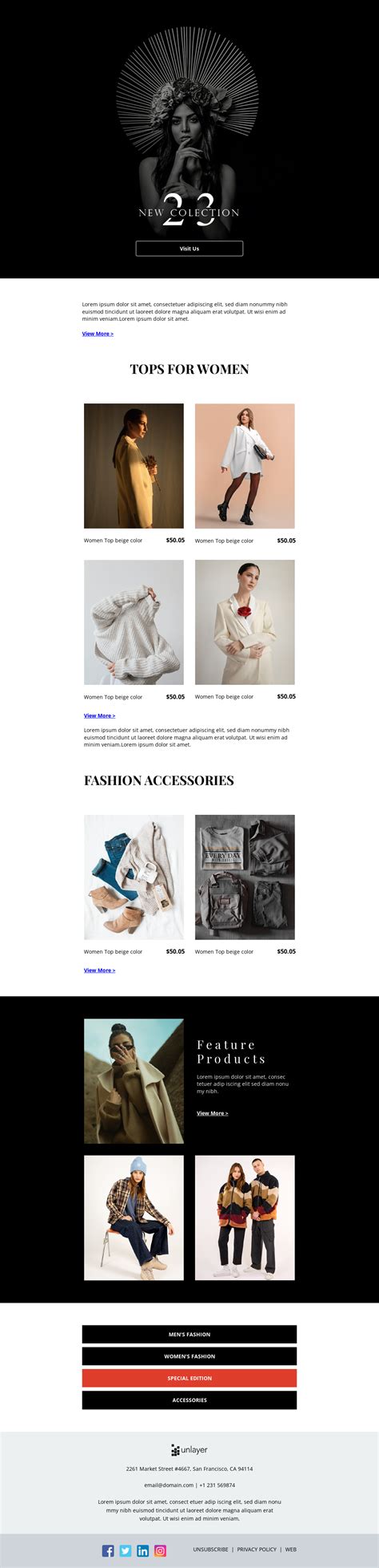 Marketing News Email Template Unlayer