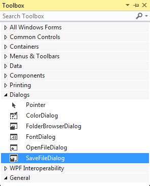 The Visual Basic NET SaveFileDialog Control