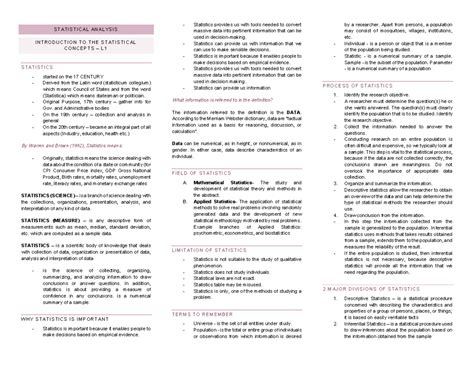 Statistics 101 Intro To Statistical Concepts And Data Analysis Notes Studocu Statistics 101 Intro To Statistical Concepts And Data Analysis Notes Studocu