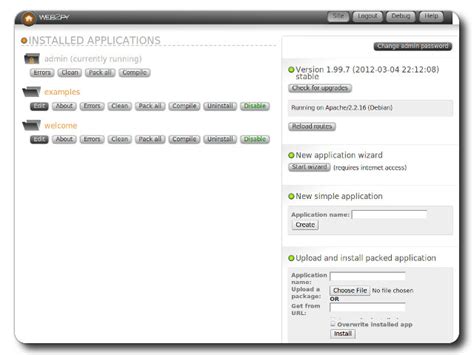 Web Py Installed Applications Turnkey Gnu Linux